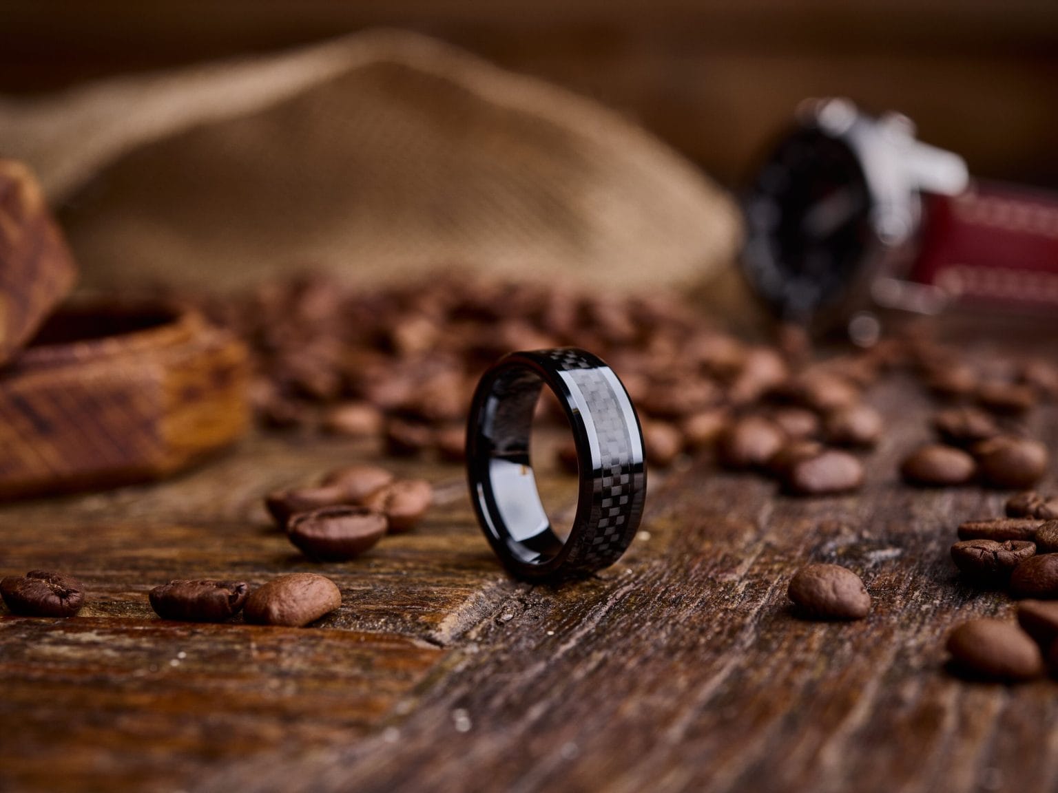 Shiny Ceramic Inlay Ring - Grooms and Bros